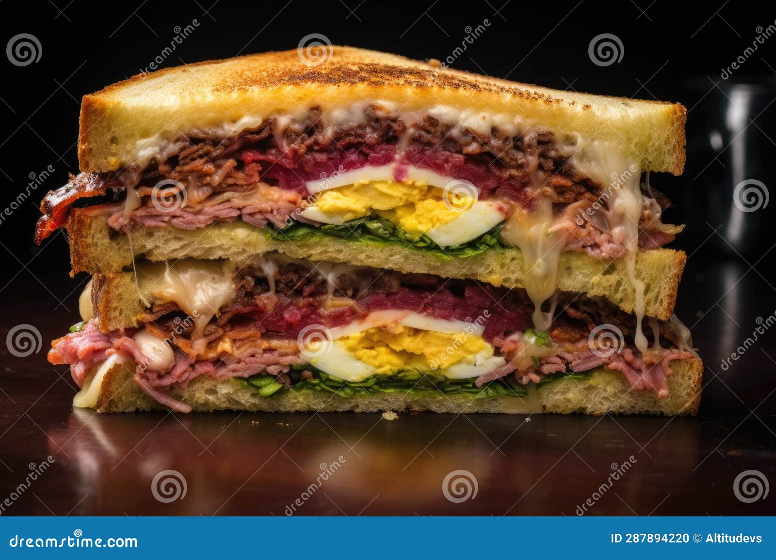 Sandwich Cut in Half, Showcasing Filling Layers Stock Illustration ...