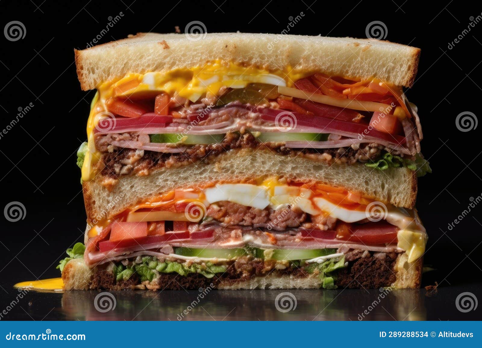Sandwich Cut in Half, Showcasing Filling Layers Stock Photo - Image of ...