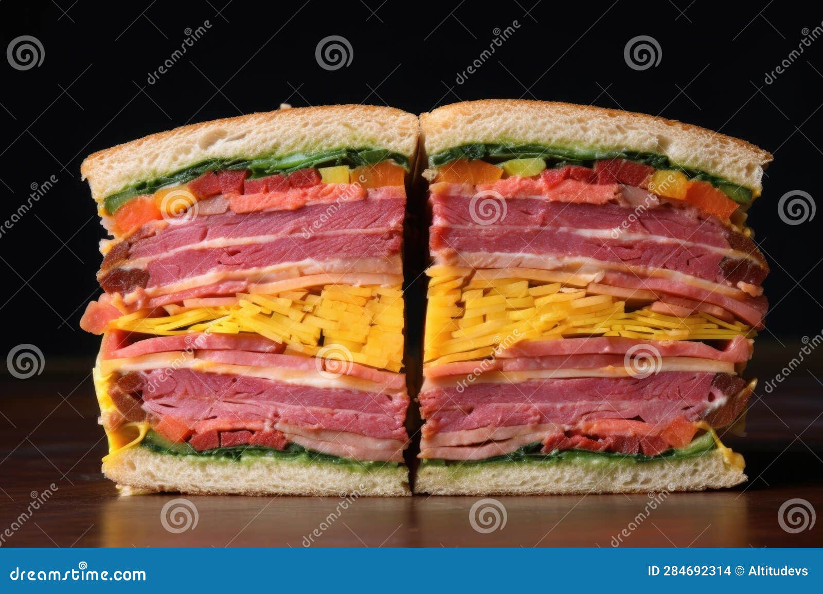 Sandwich Cut in Half, Showing Colorful Fillings Stock Illustration ...