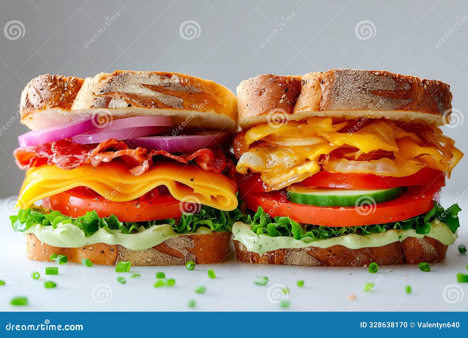 A Sandwich Cut in Half on a White Surface. Generative AI Stock ...