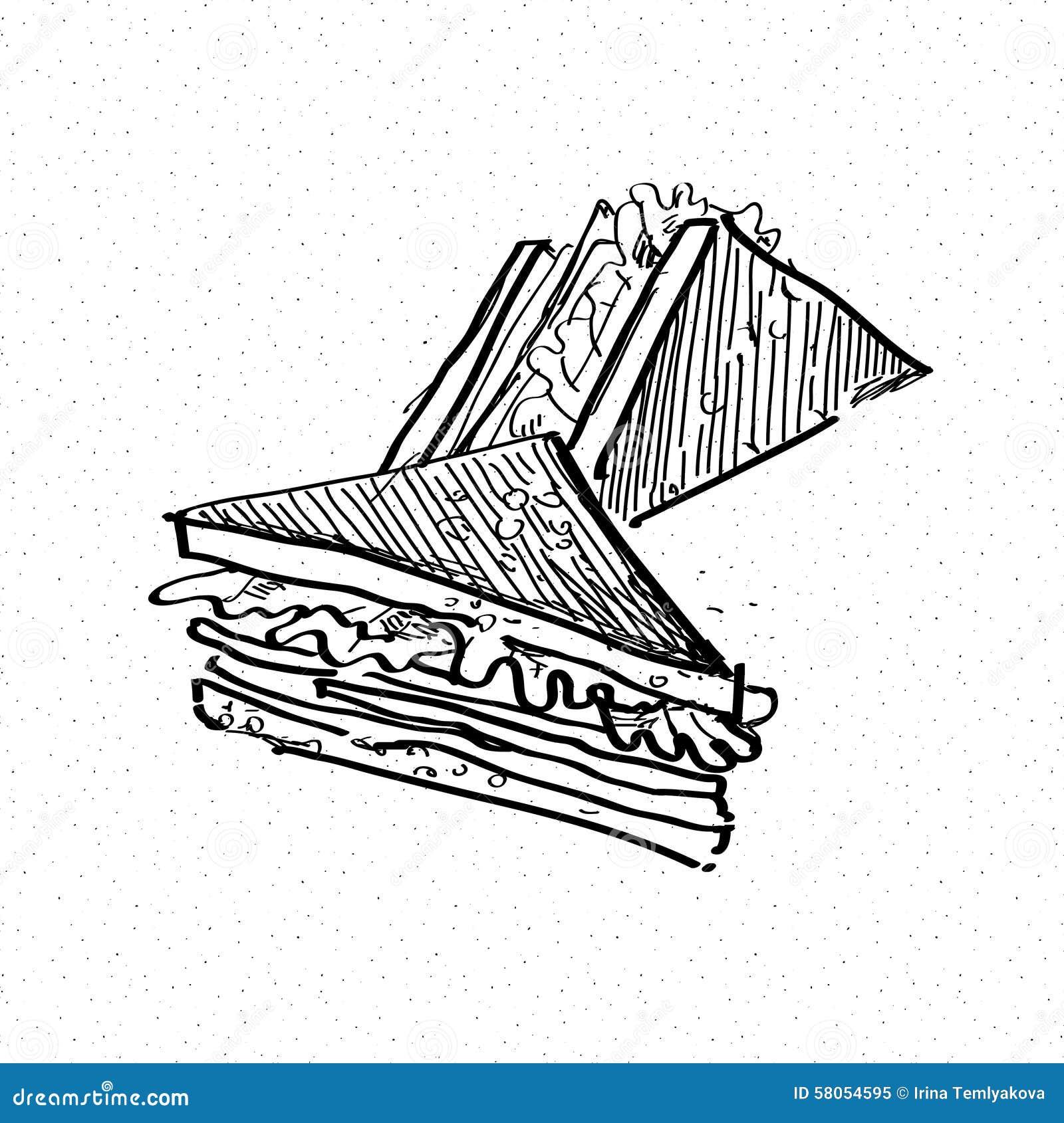 Sandwich Doodle Hand Drawn Icon. Outline Drawing Sandwich Line Clipart ...