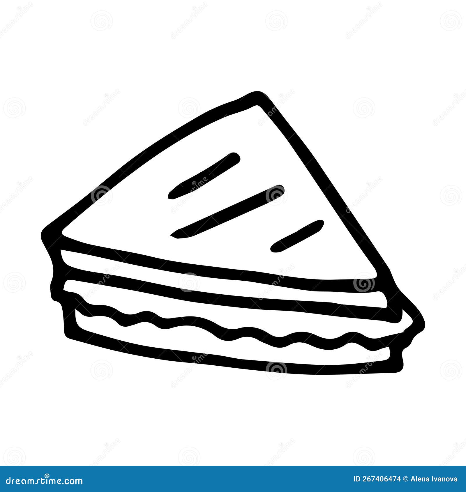 Sandwich Doodle Hand Drawn Icon. Outline Drawing Sandwich Line Clipart ...