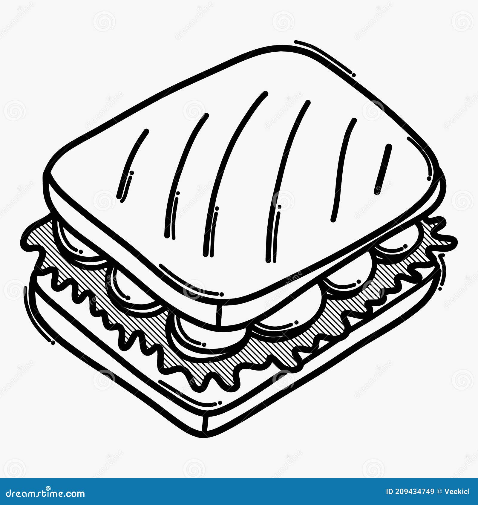 Sandwich Doodle Vector Icon Drawing Sketch Illustration Hand Drawn Line Eps10 Stock Vector