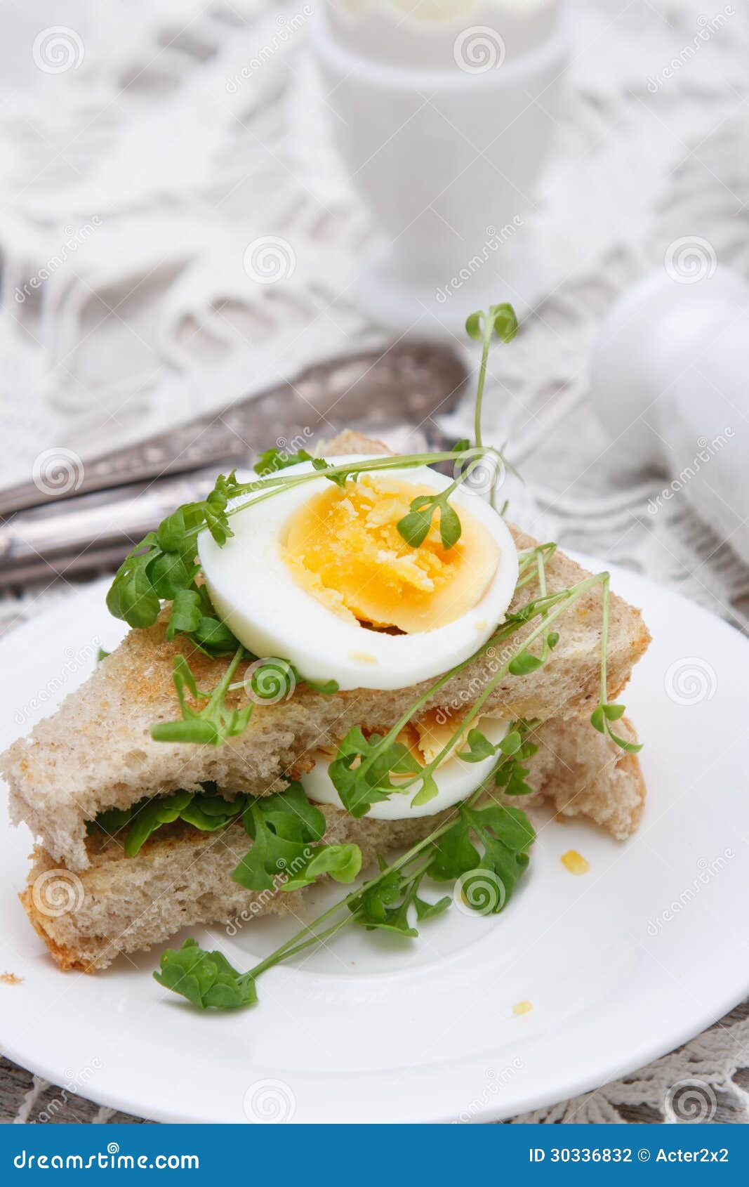 Sandwich with Egg and Cress Stock Photo - Image of lunch, healthy: 30336832