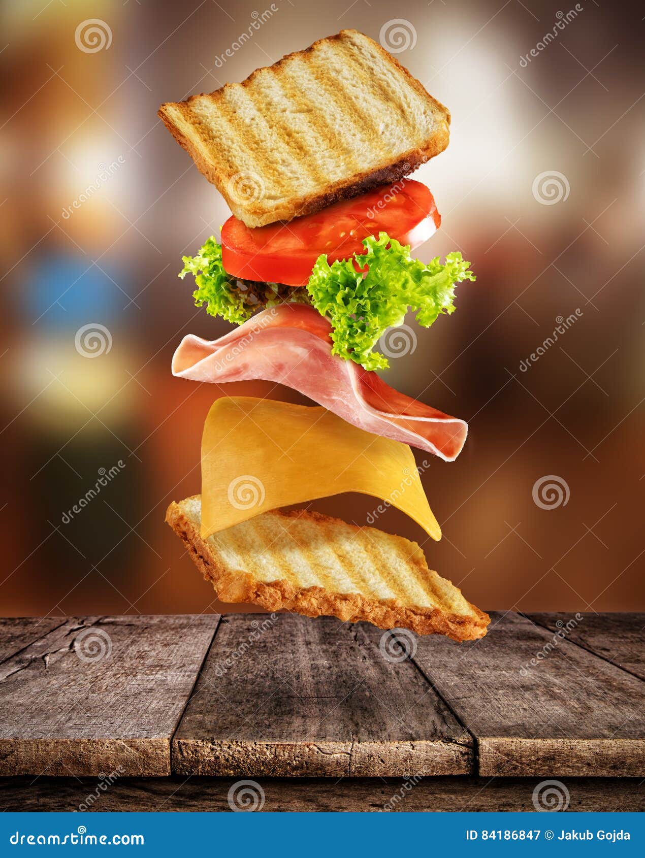 Sandwich with Flying Ingredients Stock Image - Image of concept ...