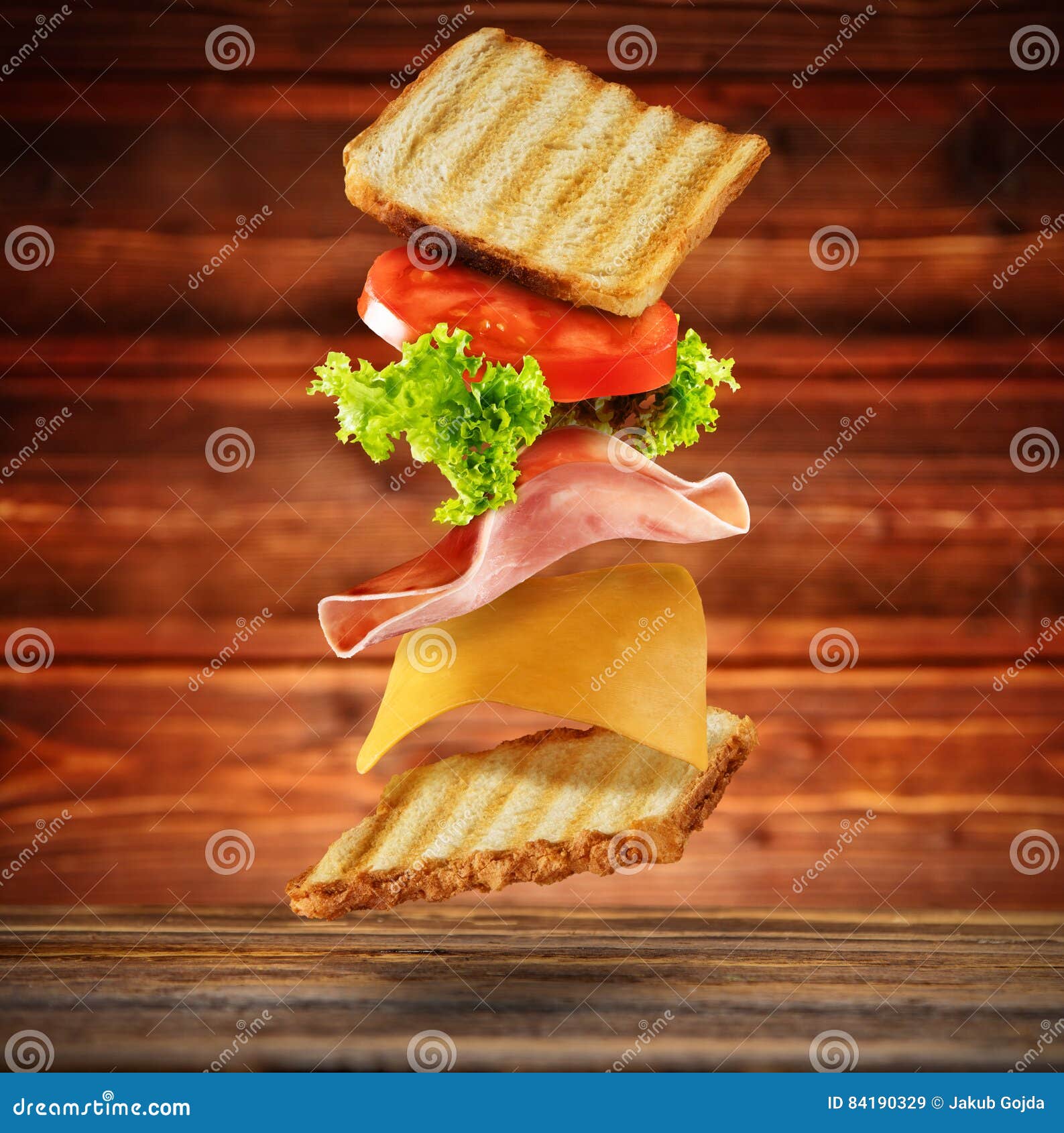 Sandwich with Flying Ingredients Stock Image - Image of menu ...