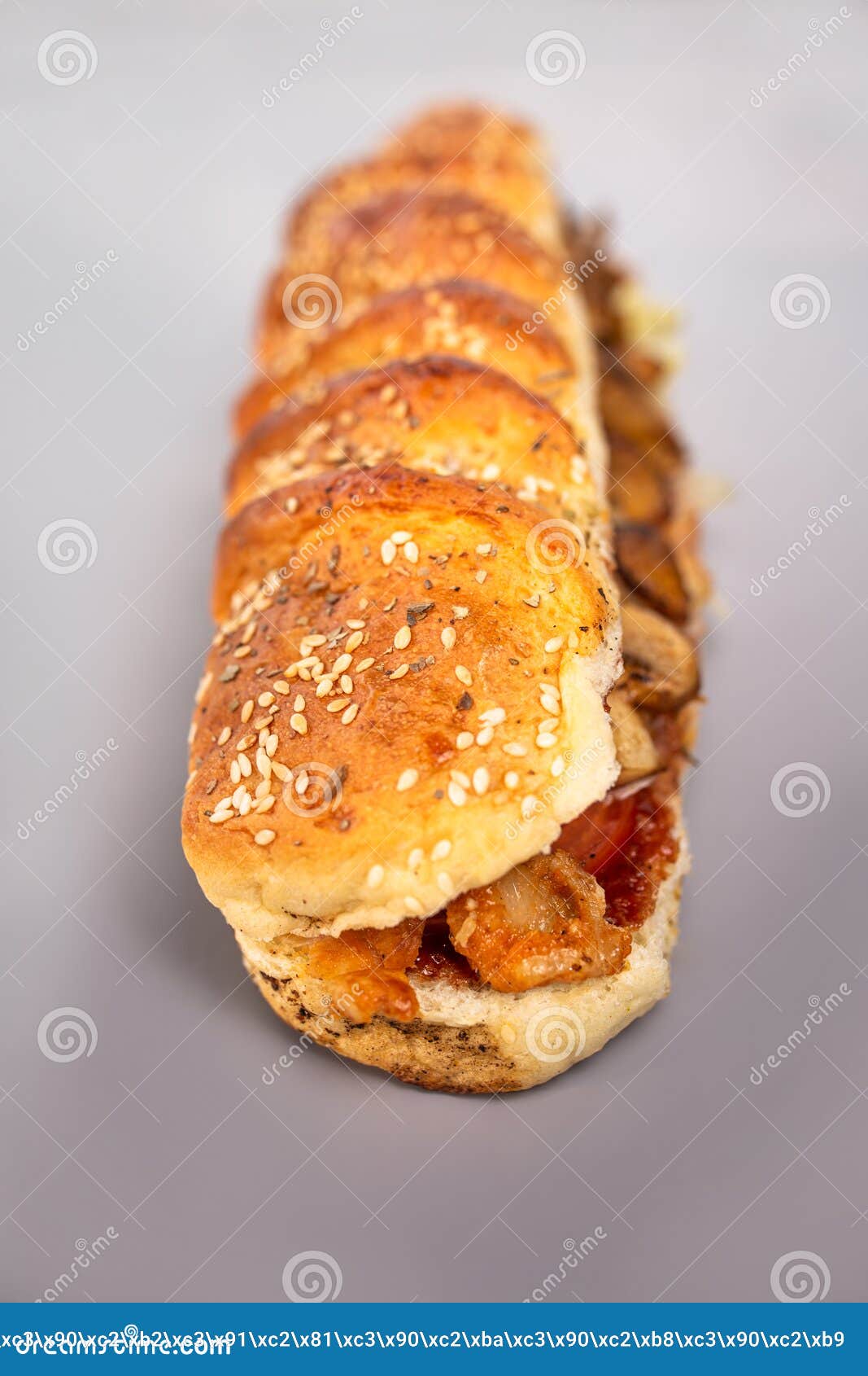 Sandwich in a Fresh Crispy Bun with Filling Stock Image - Image of ...