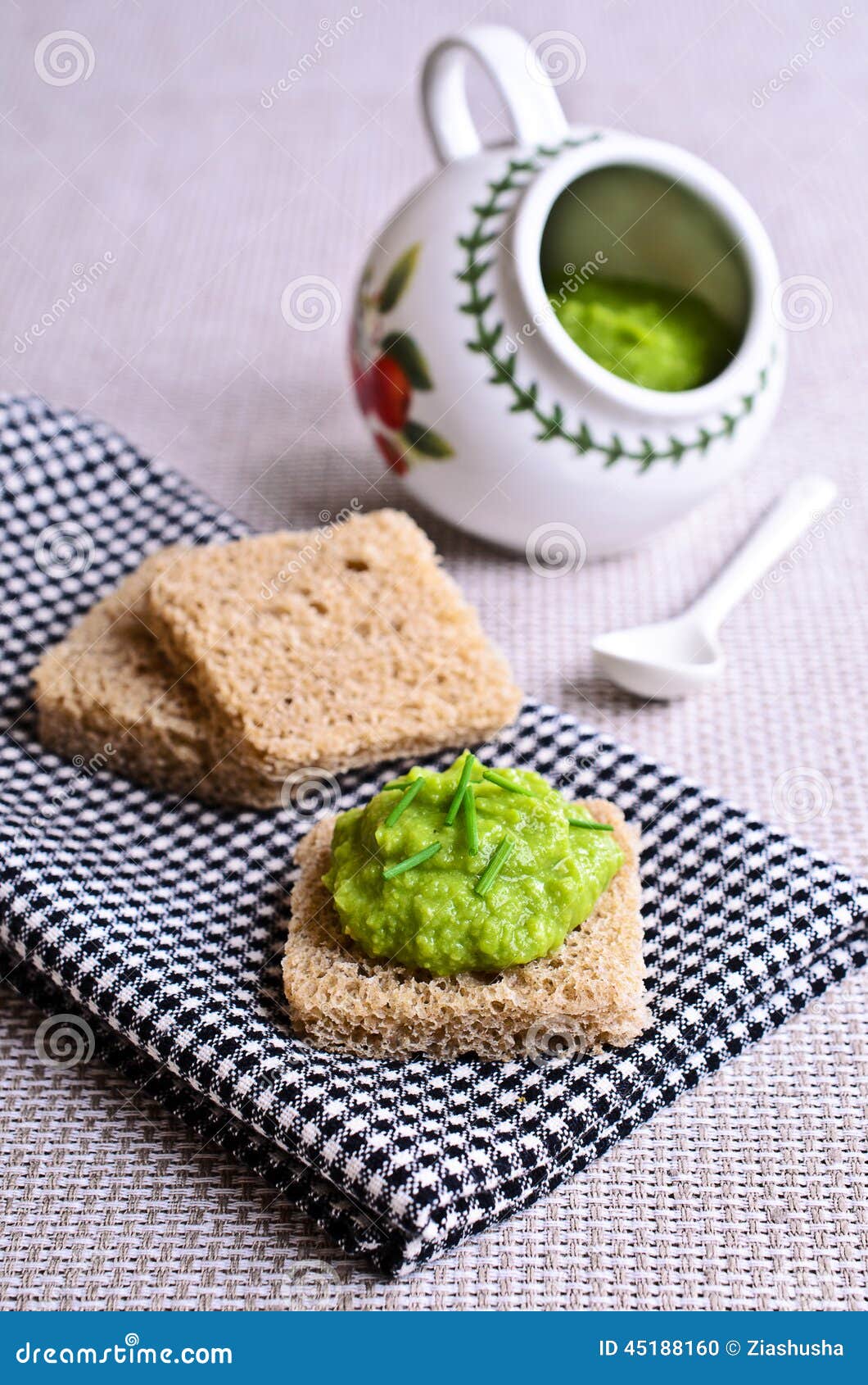 Sandwich with green puree stock photo. Image of diet - 45188160