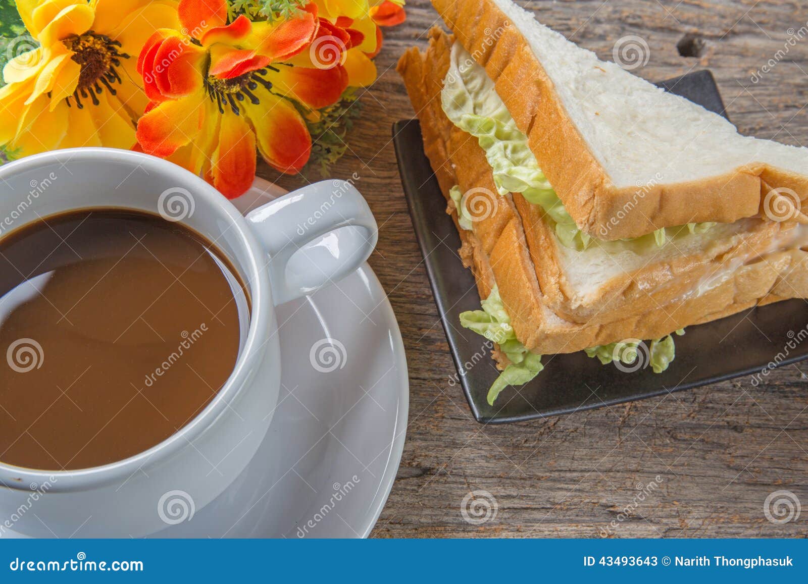 Sandwich with Ham and Coffee Stock Image - Image of tasty, delicious ...