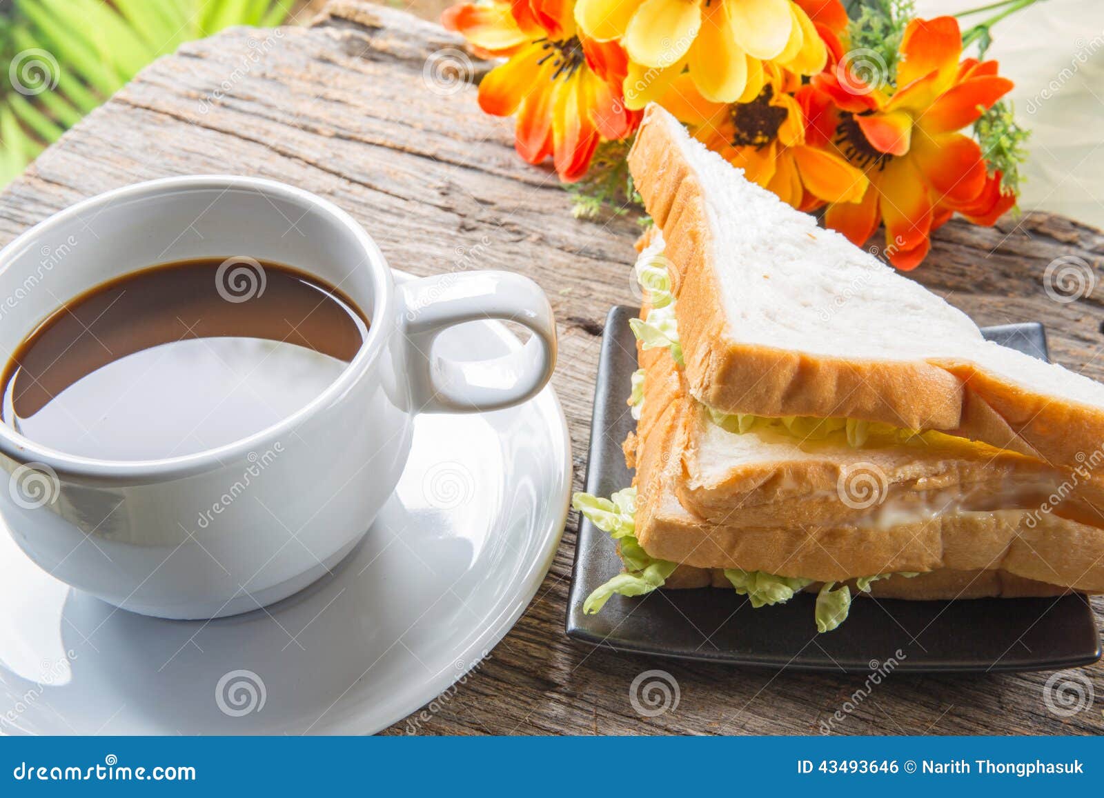 Sandwich with Ham and Coffee Stock Photo - Image of coffee, sliced ...