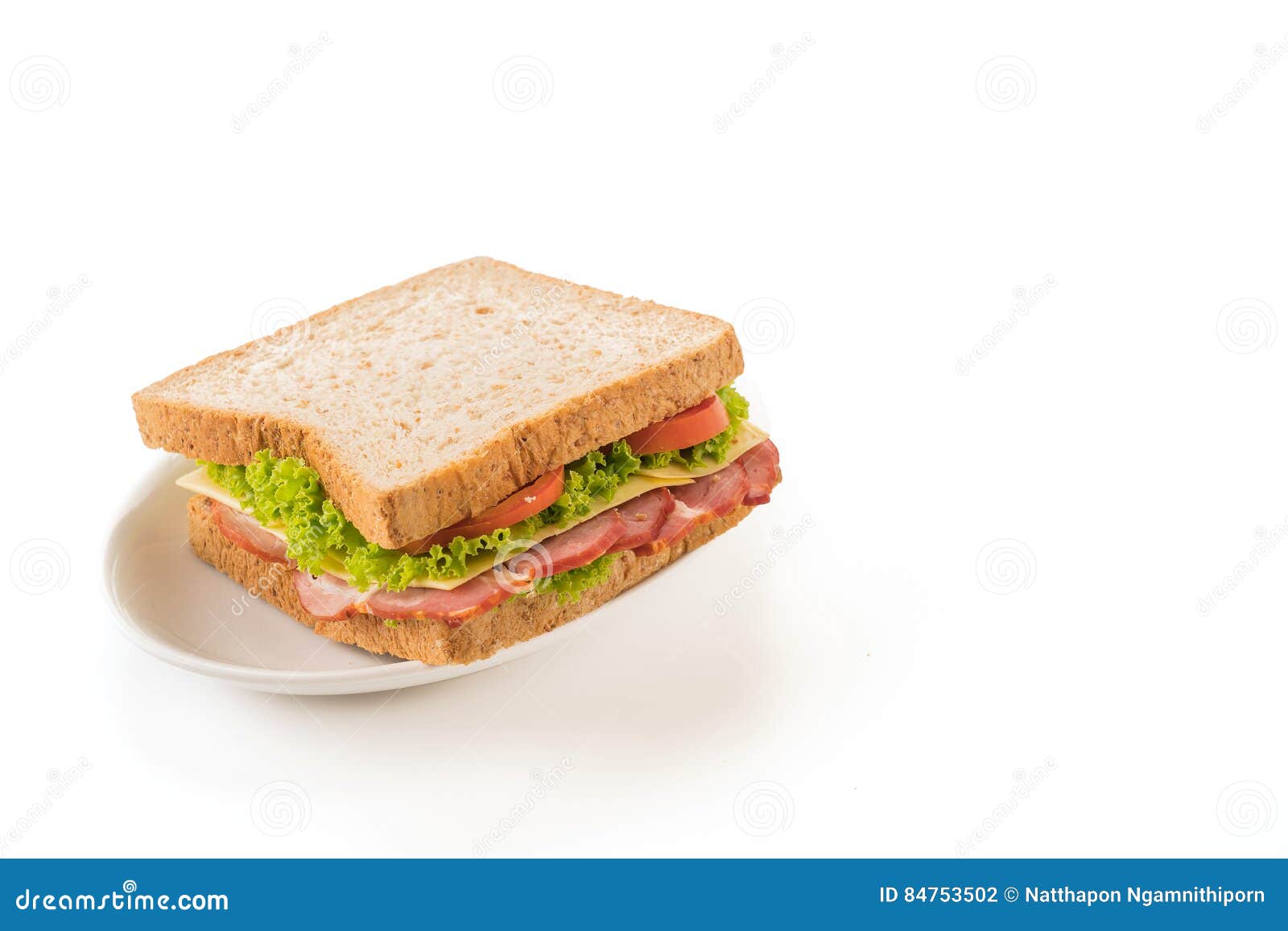 Sandwich ham on white stock photo. Image of fresh, baguette - 84753502