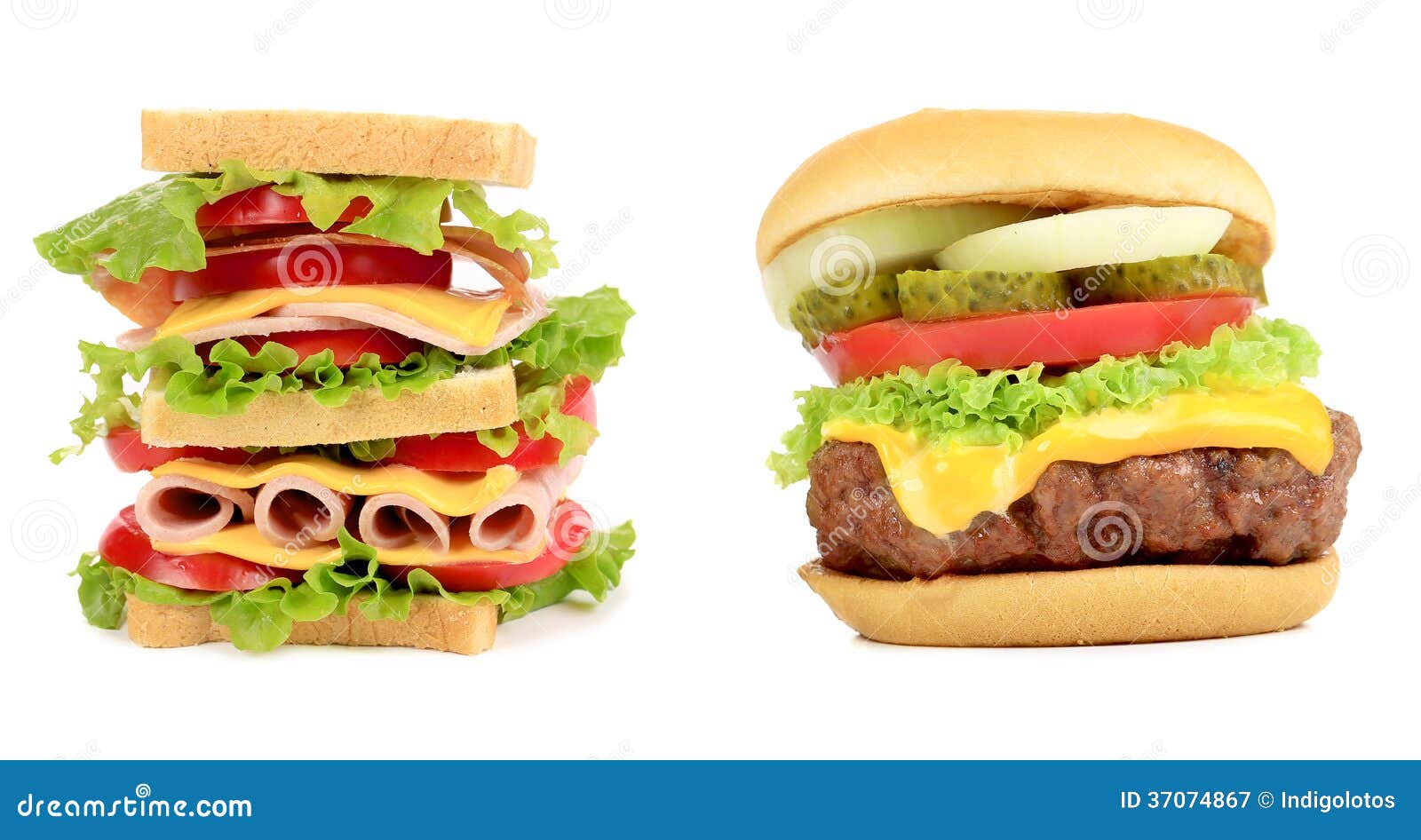 Sandwich And Hamburger Close Up. Stock Image - Image of poultry ...