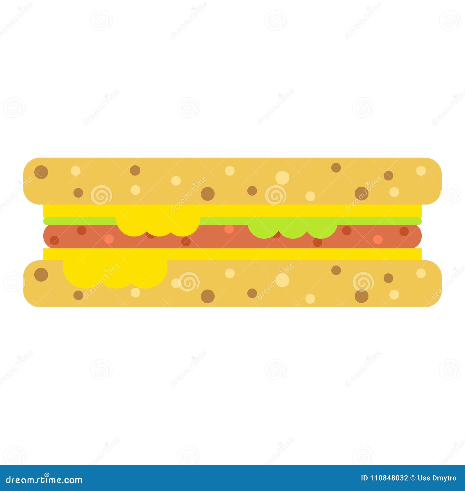 Sandwich icon, flat style stock vector. Illustration of fresh - 110848032