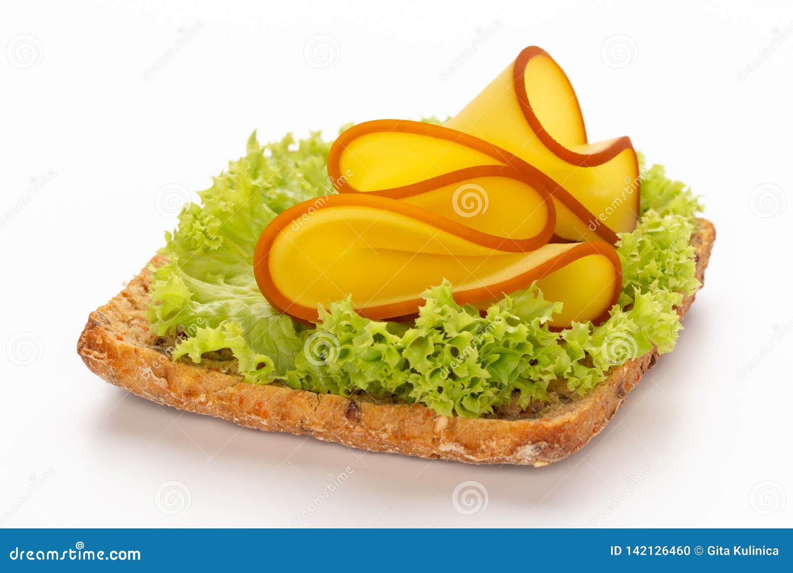 Sandwich with Lettuce, Cheese on White Background Stock Photo - Image ...