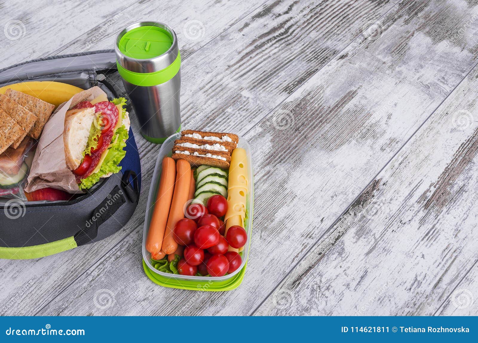 Sandwich in a lunchbox. stock image. Image of carrot - 114621811