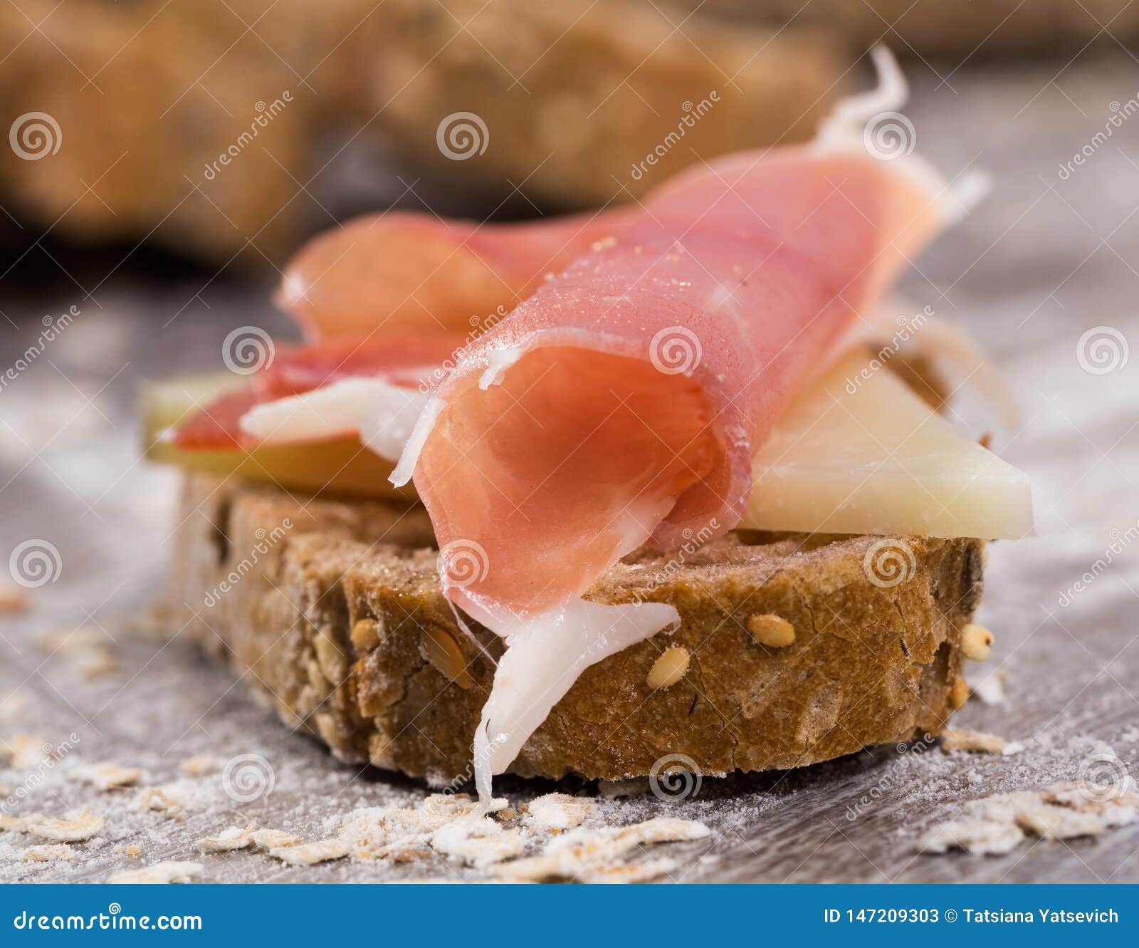 Sandwich Made with Rye Bread Cheese and Parma Ham Stock Image - Image ...