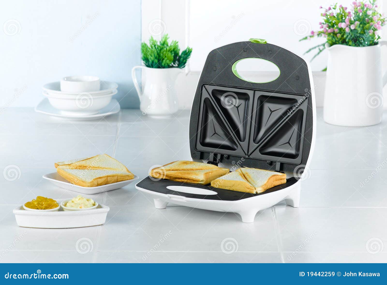 Sandwich Maker Machine in the Kitchen Stock Image - Image of fish ...