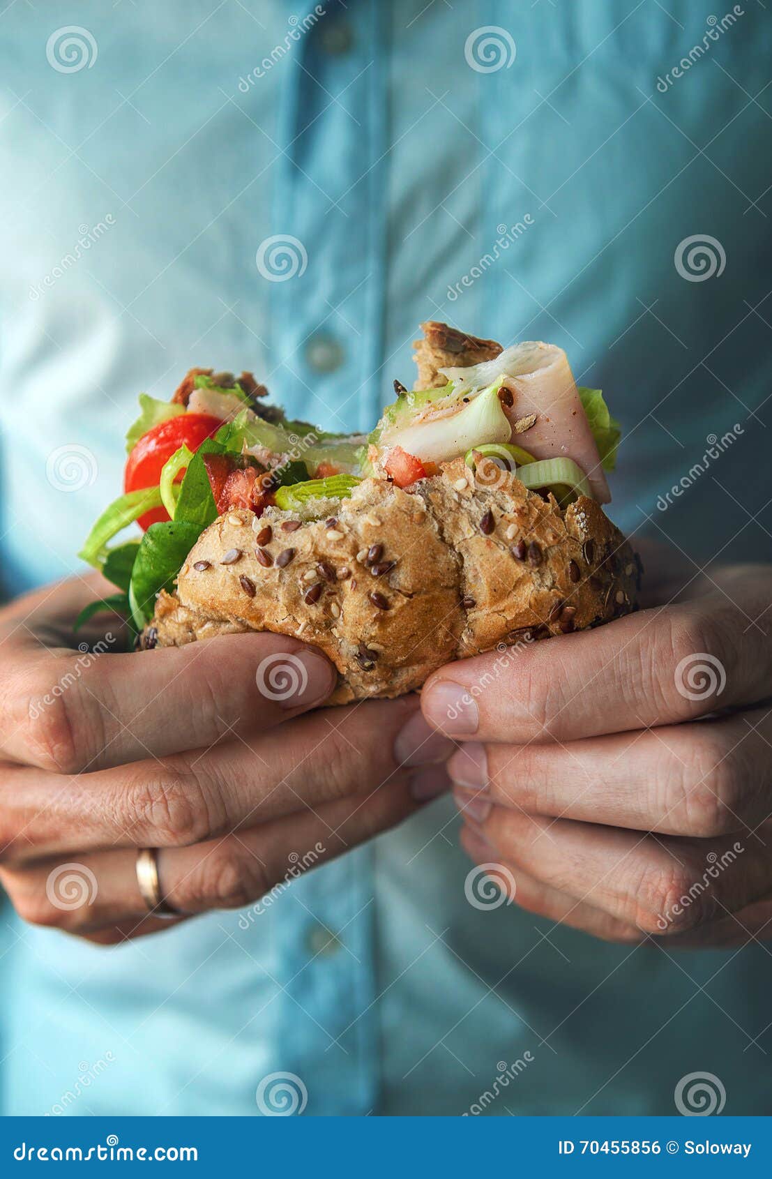 Sandwich in Man Hands Close Up Image Stock Photo - Image of male, bread ...