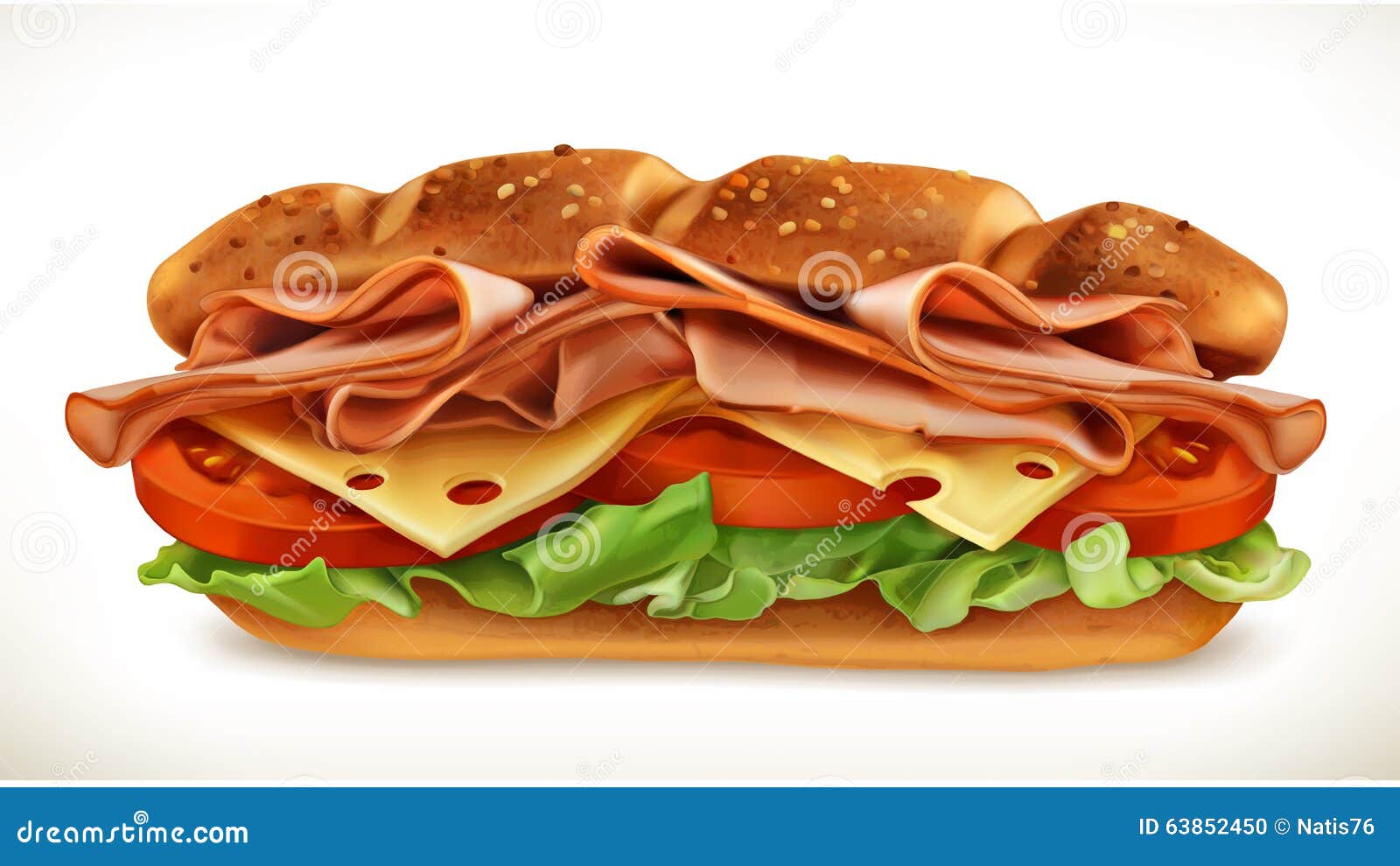 Sandwich with Meat and Cheese Stock Vector - Illustration of lunch ...