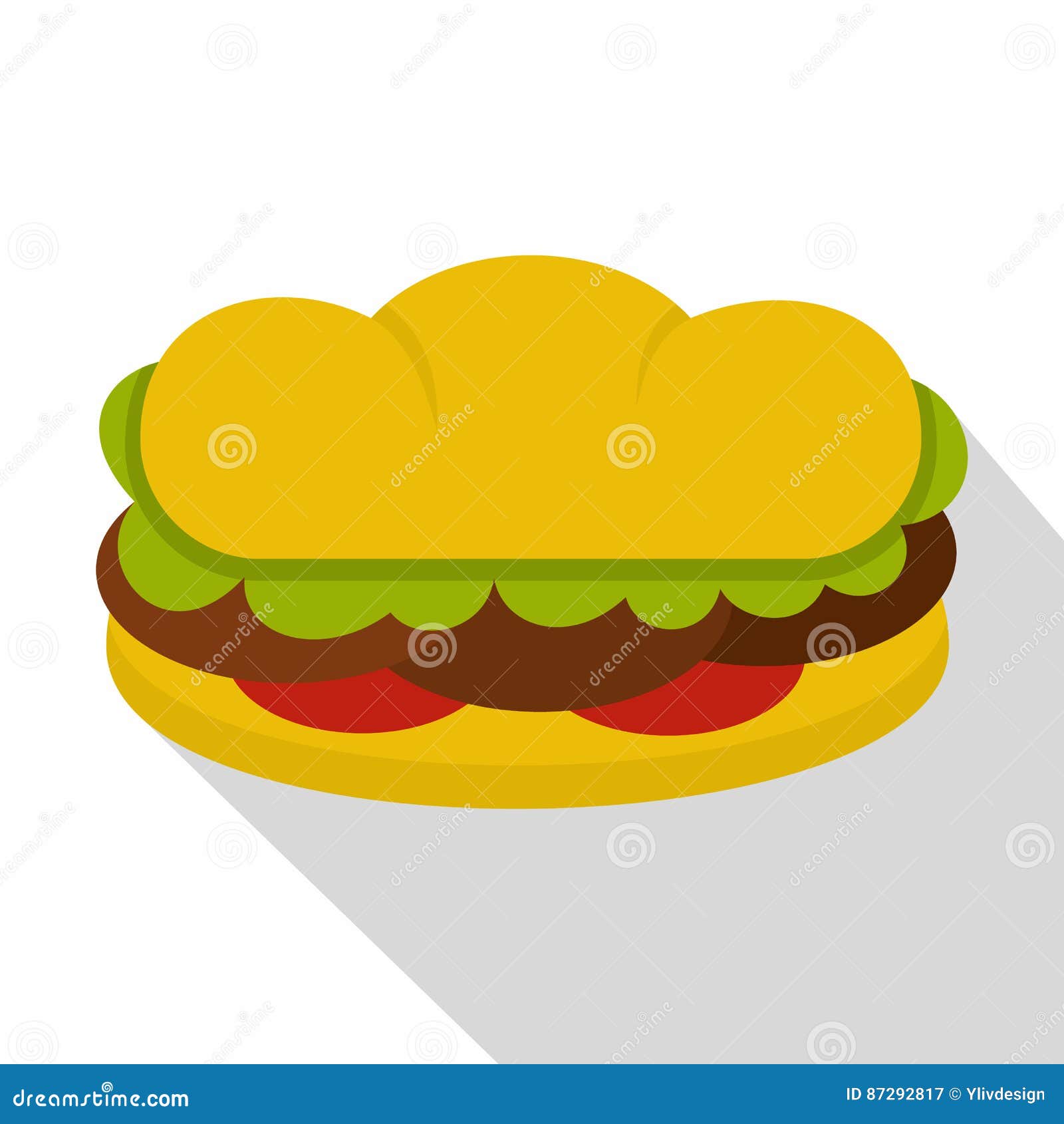 Sandwich with Meat Patties Icon, Flat Style Stock Vector - Illustration ...