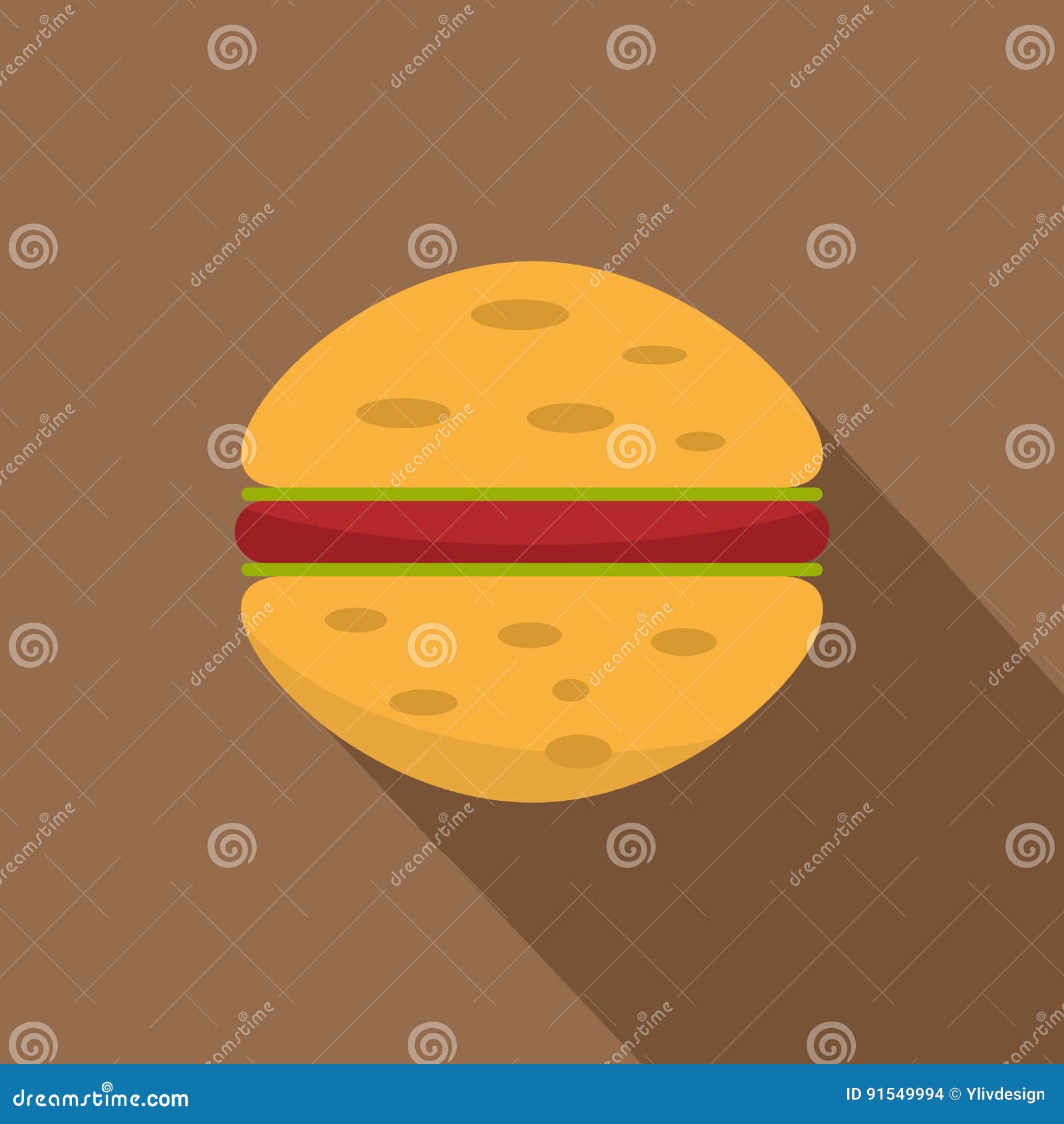 Sandwich with Meat Patty Icon, Flat Style Stock Vector - Illustration ...