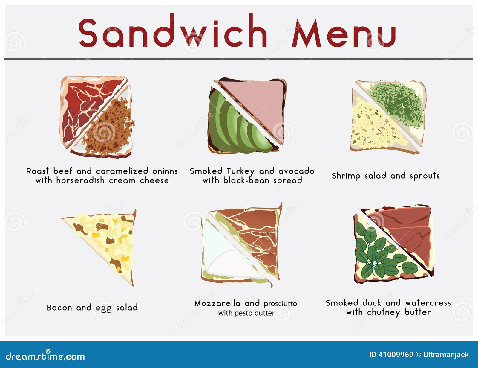 Sandwich Menu stock vector. Illustration of bread, lunch - 41009969