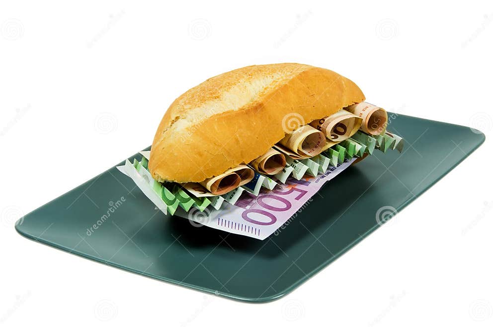 Sandwich with money stock photo. Image of financial, business - 4774978