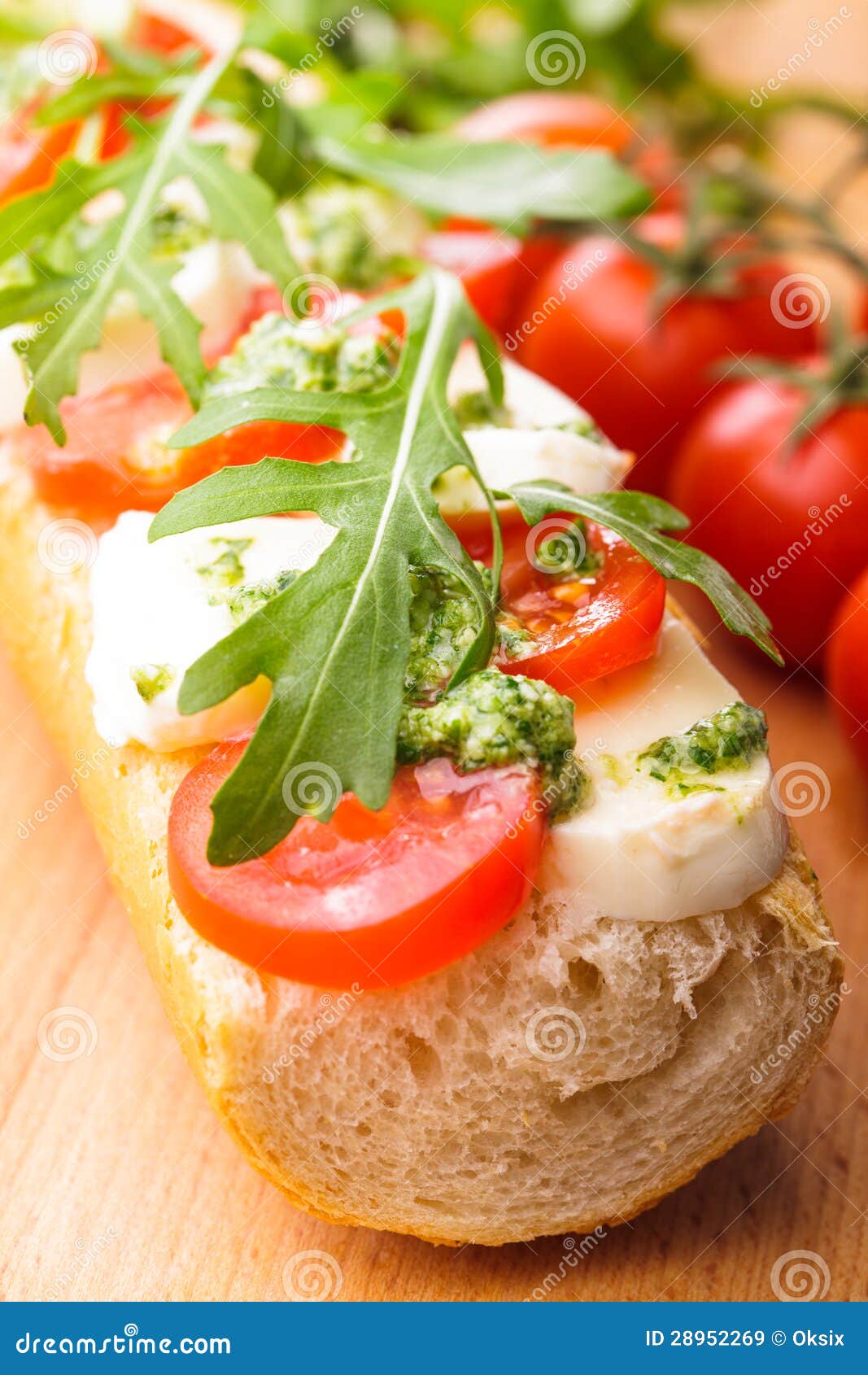 Sandwich with mozzarella stock image. Image of board - 28952269