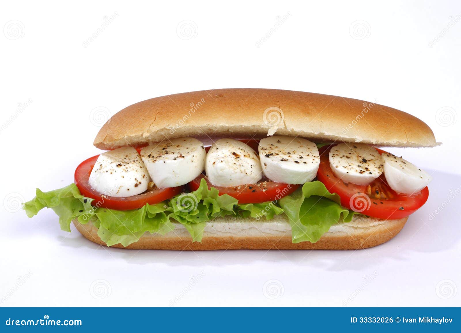 Sandwich with mozzarella stock photo. Image of filone - 33332026