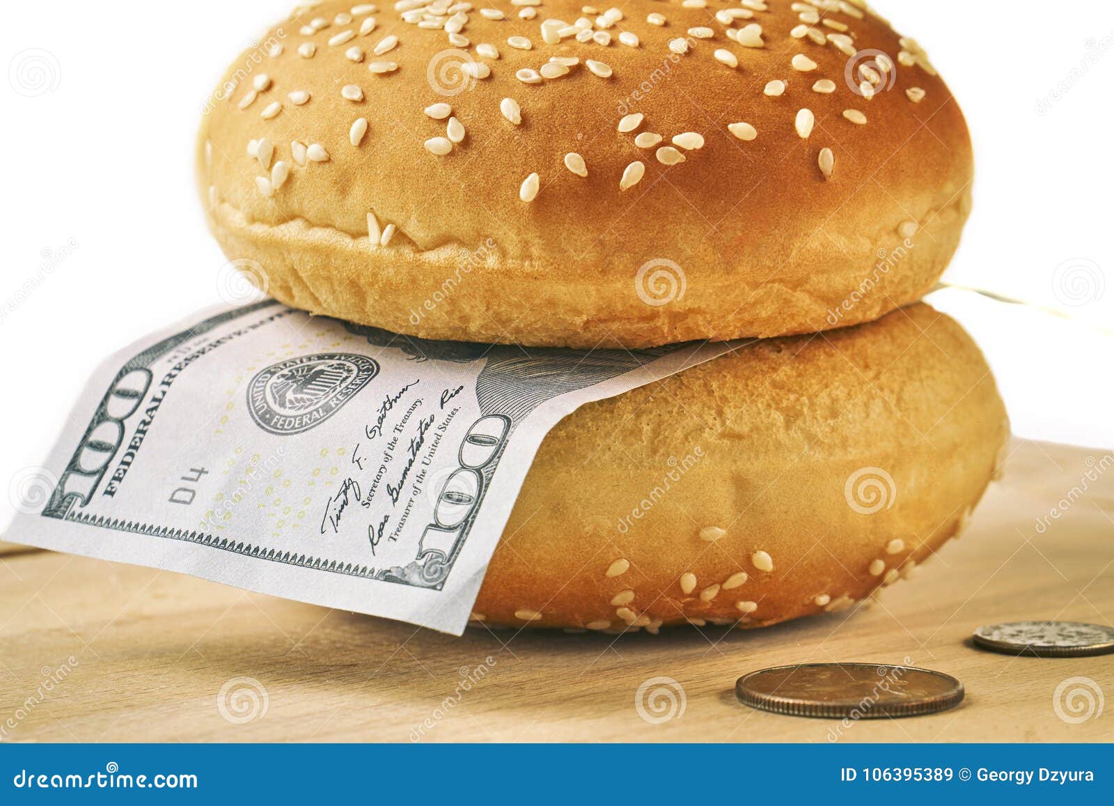 Sandwich with One Hundred Dollar Bill Stock Image - Image of investment ...