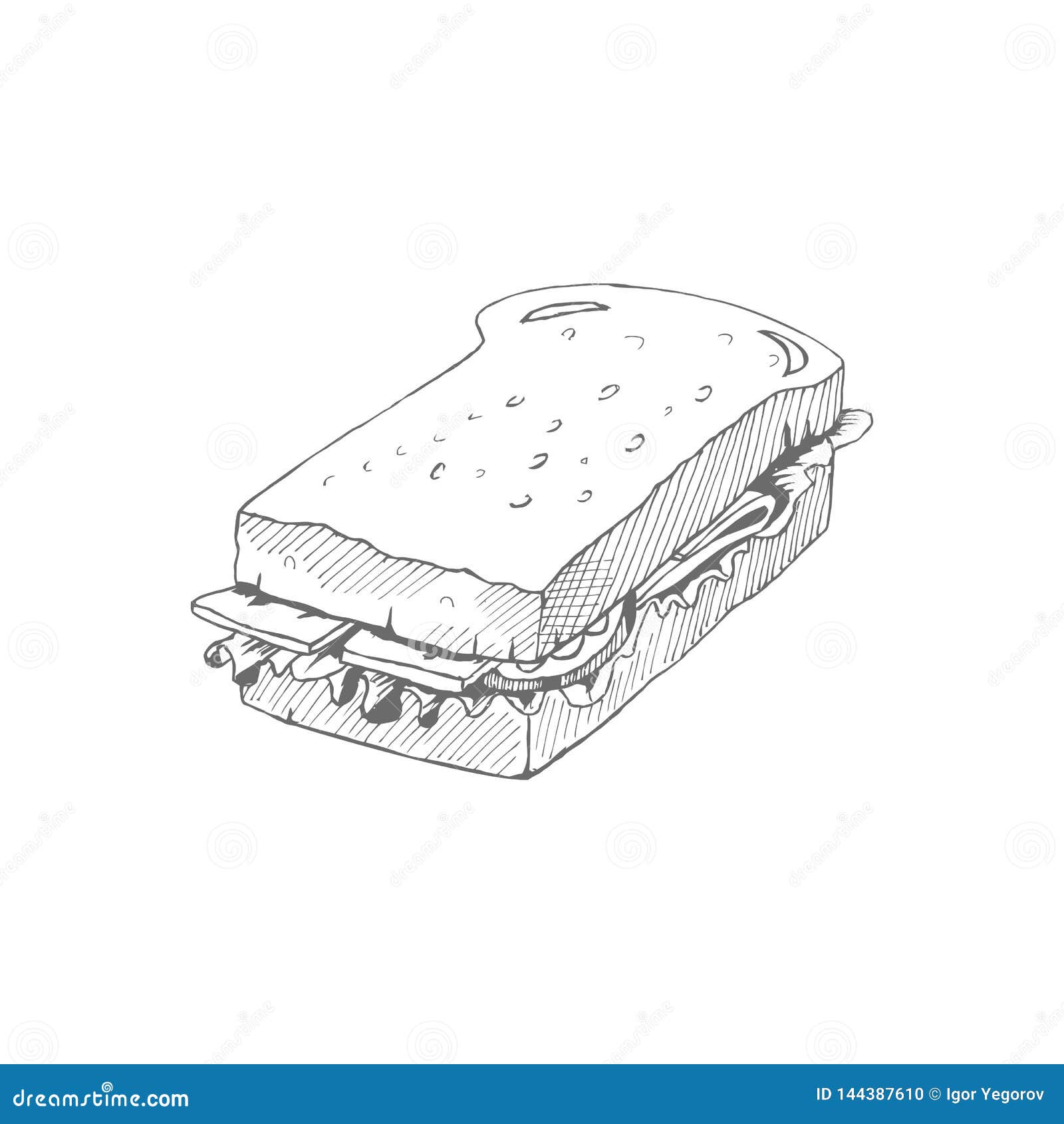 Sandwich Outline Drawing. Great for Restaurant Menu or Banner Stock ...