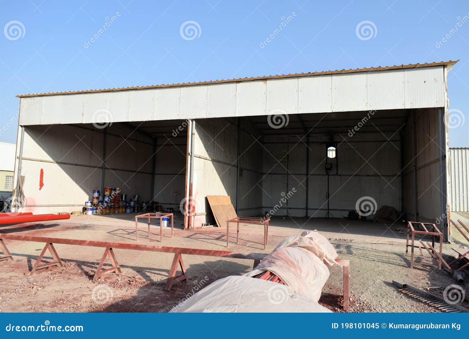 Sandwich Panel. Industrial Warehouse Construction and Outdoor View of ...