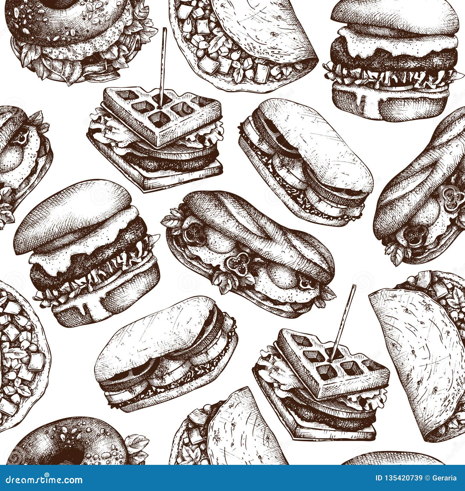 Burgers And Sandwiches. Handwritten Lettering Logo, Label, Badge Vector ...