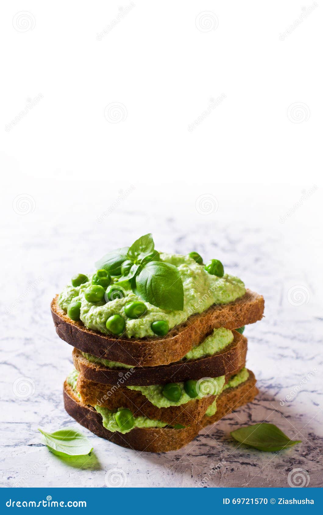 Sandwich with pea puree stock photo. Image of dish, cuisine - 69721570