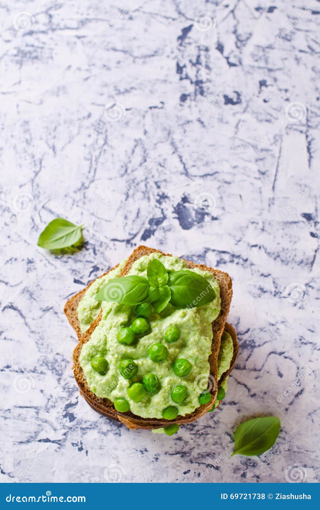 Sandwich with pea puree stock photo. Image of cuisine - 69721738
