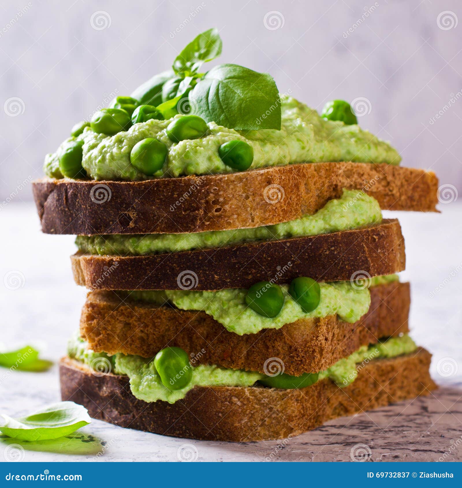 Sandwich with pea puree stock image. Image of natural - 69732837