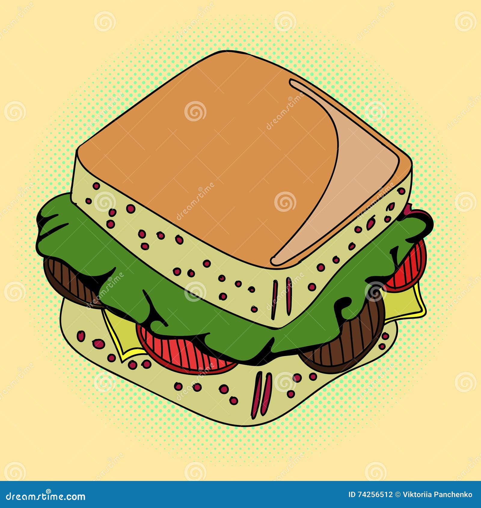 Sandwich Pop Art Vector Illustration Stock Vector - Illustration of ...