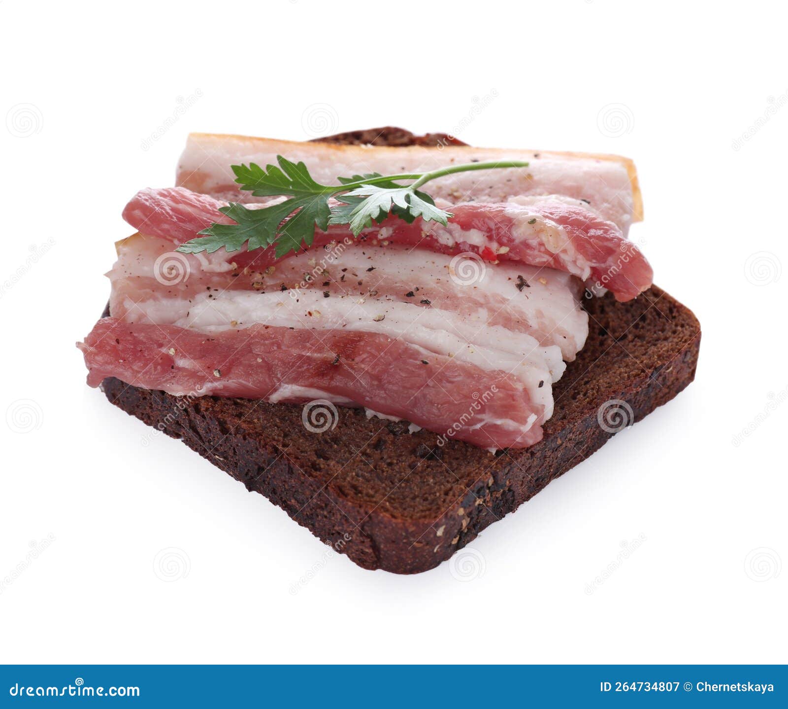 Sandwich with Pork Fatback Isolated on White Stock Image - Image of ...