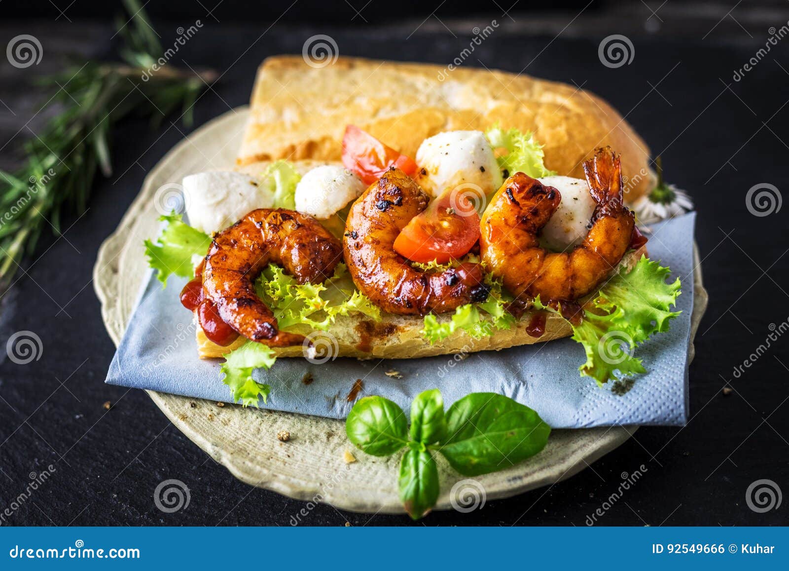 Sandwich with prawn stock photo. Image of american, green - 92549666