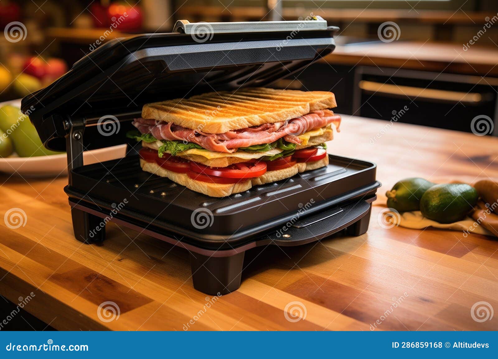 A Sandwich Press or Panini Maker with a Sandwich Inside Stock Photo ...