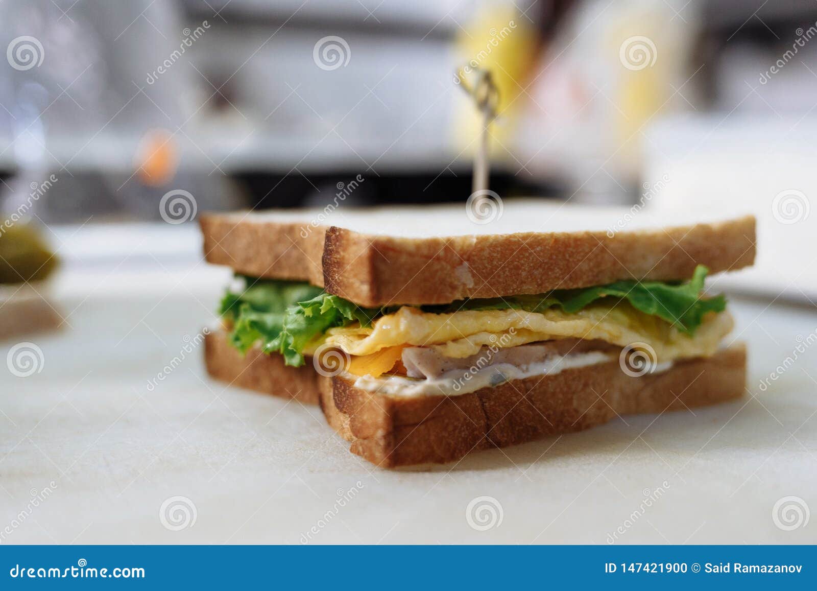 Sandwich in the Cooking Process on a Whiteboard Stock Photo - Image of ...