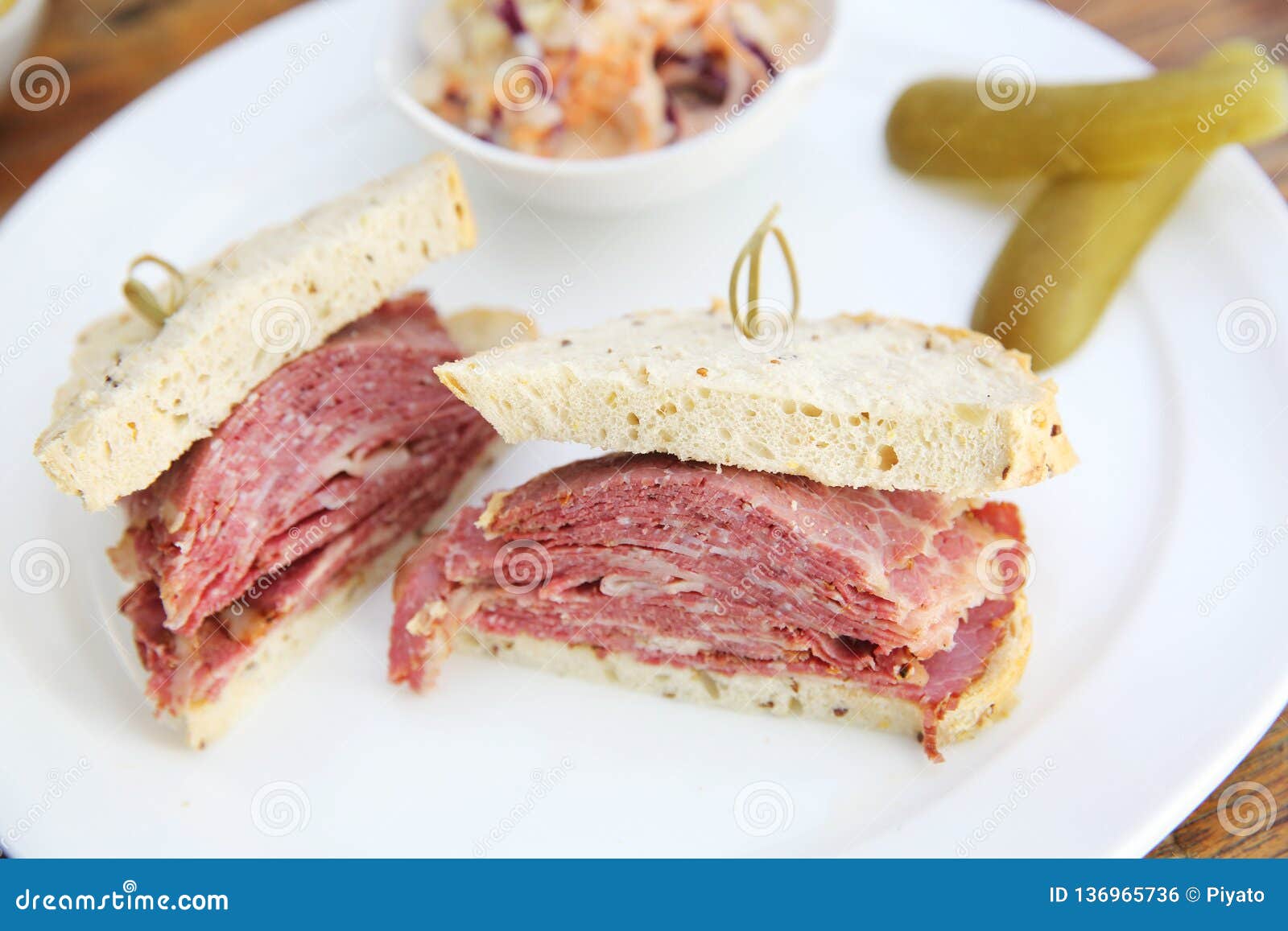 Sandwich with Roast Beef Pastrami Stock Photo - Image of pork, object ...