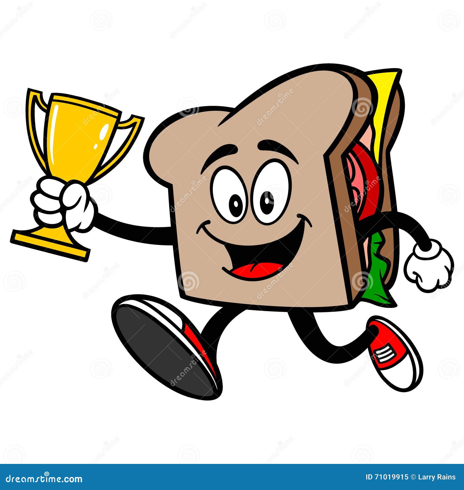 Sandwich Running with a Trophy Stock Vector - Illustration of fastfood ...