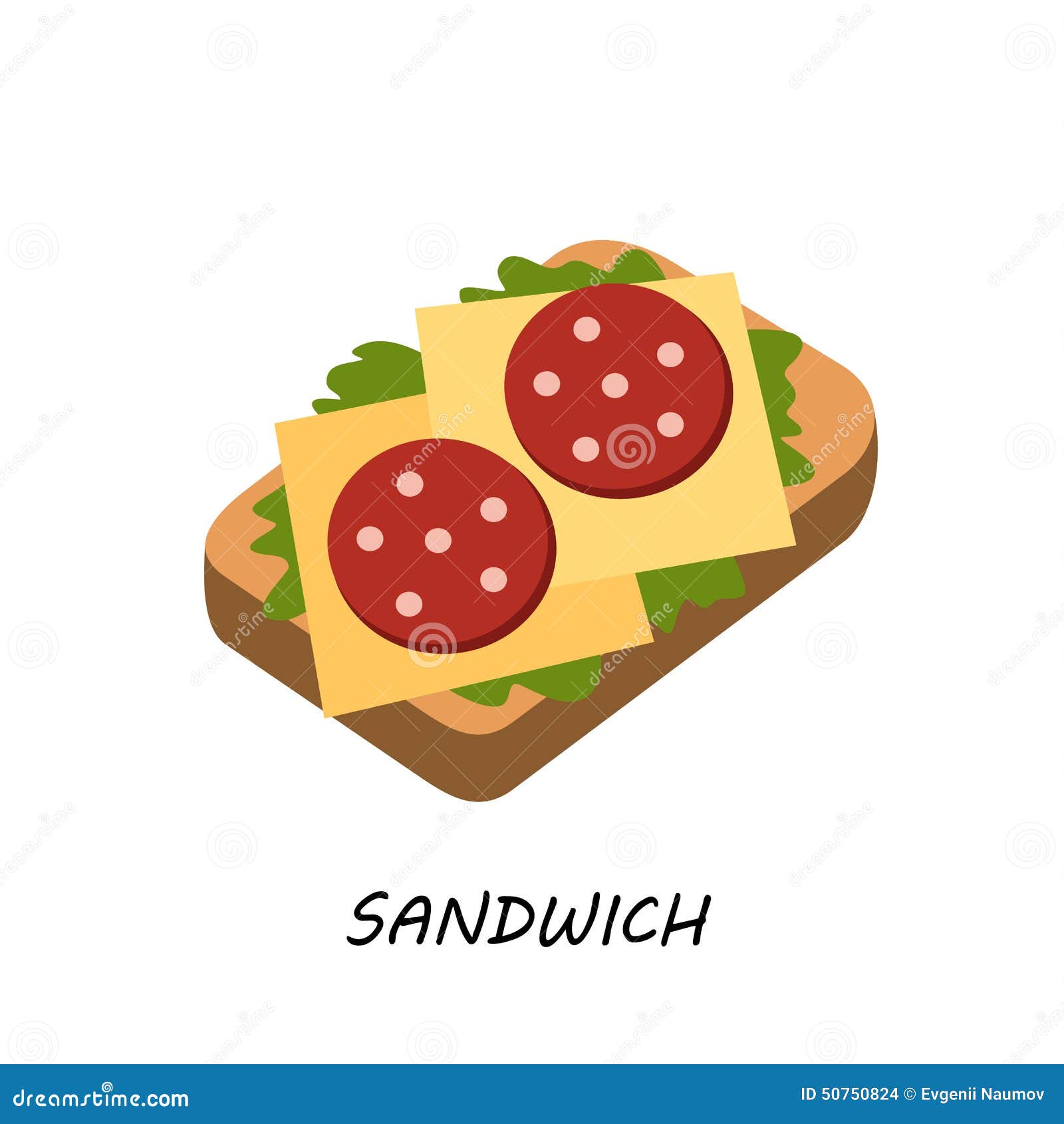 Sandwich salami and cheese stock vector. Illustration of bread - 50750824