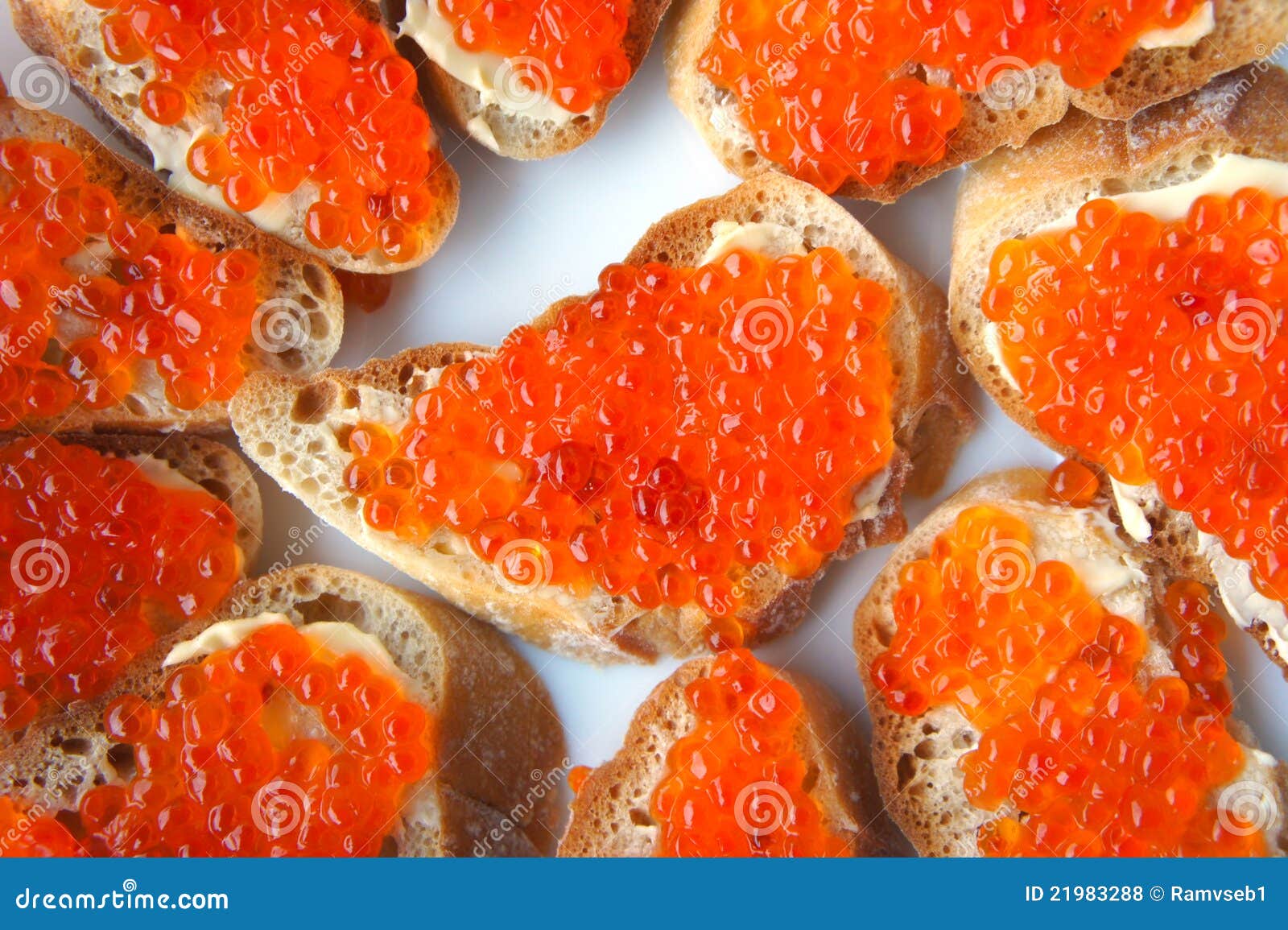 Sandwich with salmon roe stock photo. Image of meal, food - 21983288