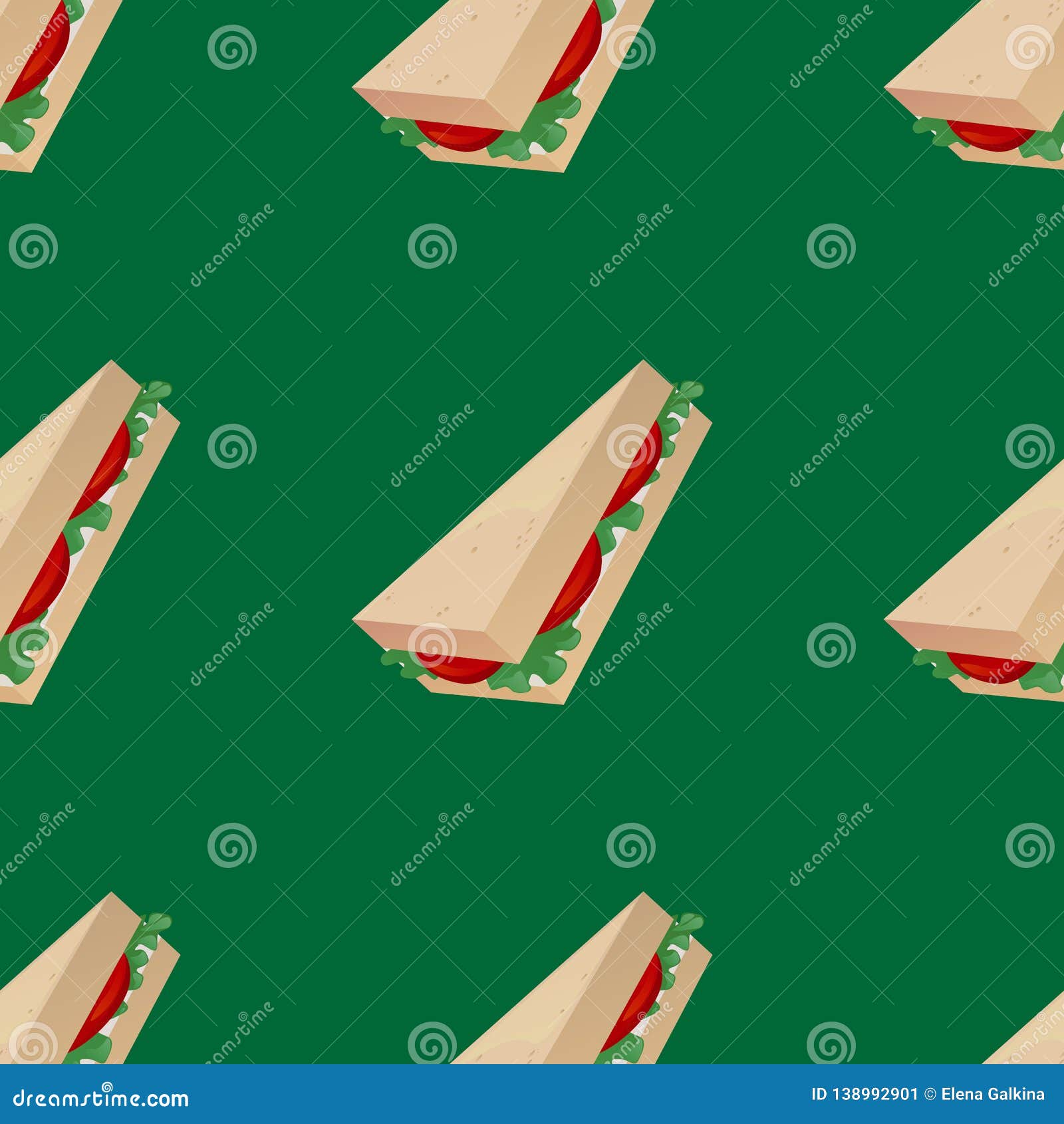 Sandwich seamless pattern stock vector. Illustration of eating - 138992901