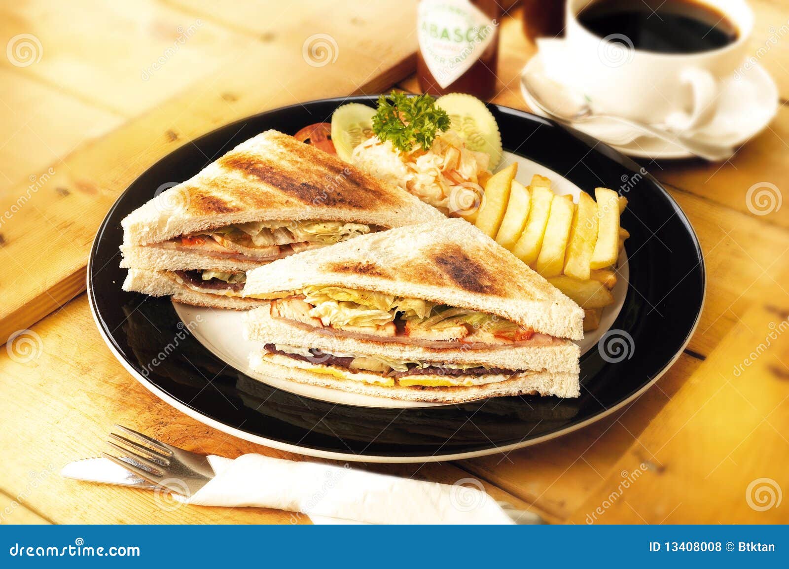 Sandwich Served with Coffee Stock Photo - Image of beverage, plate ...
