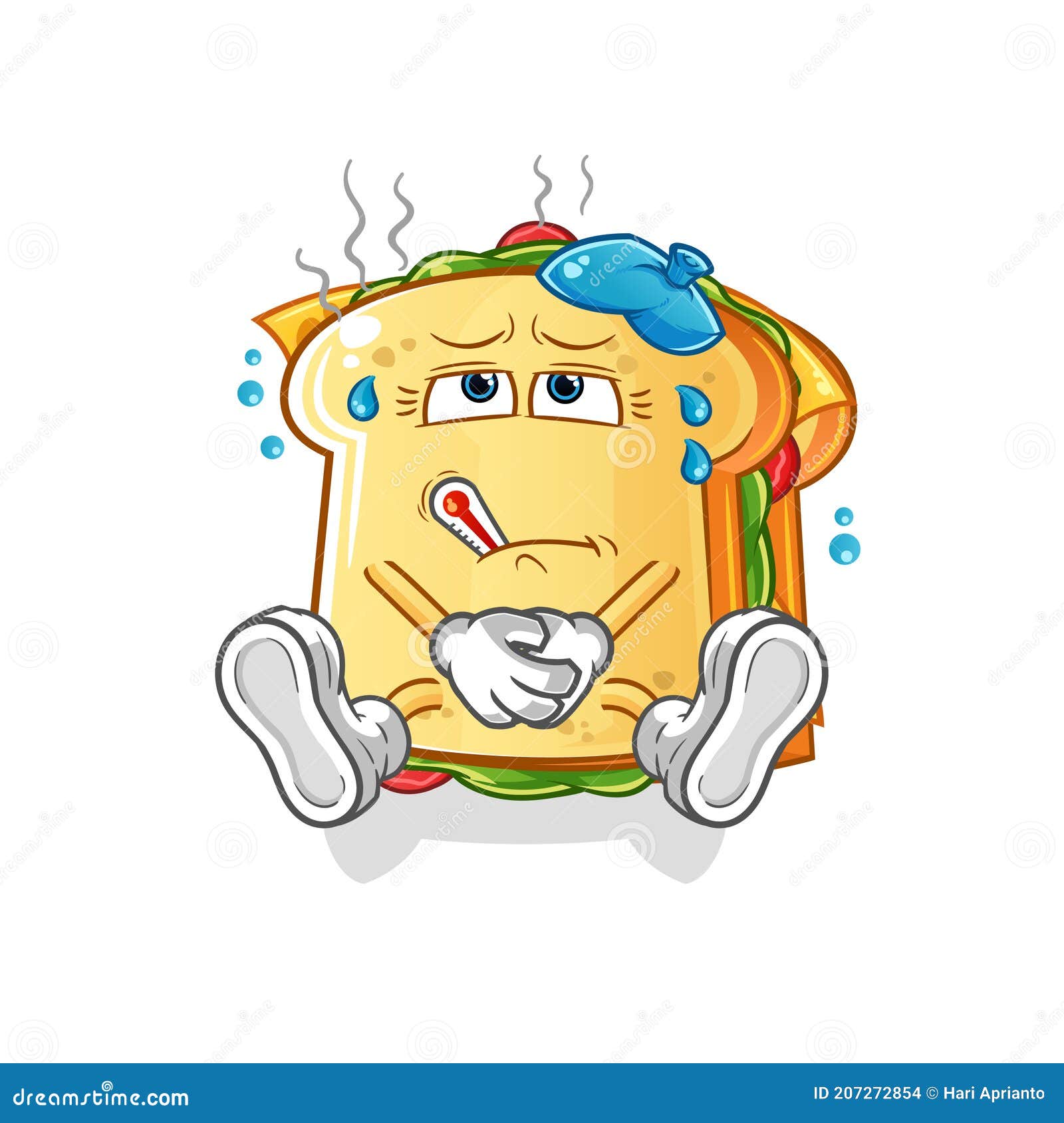 Sandwich Sick Vector. Cartoon Character Stock Vector - Illustration of ...