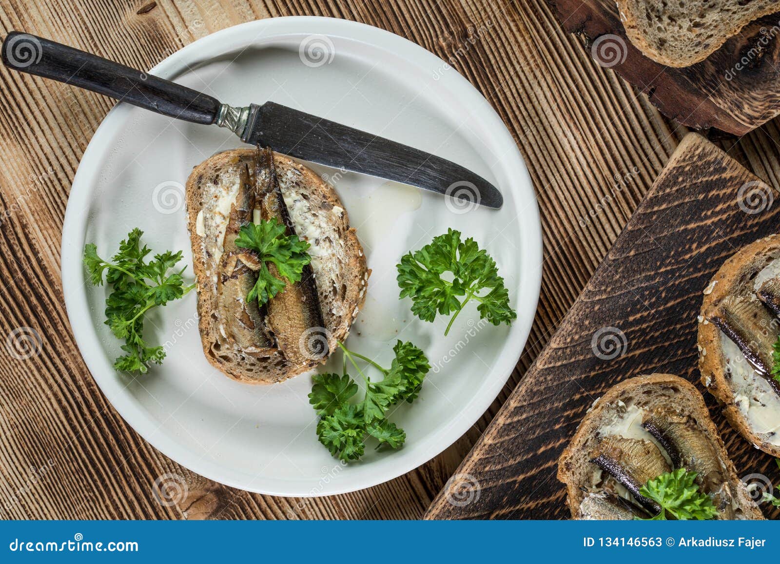 Sandwich with sprats stock image. Image of snack, sprats - 134146563