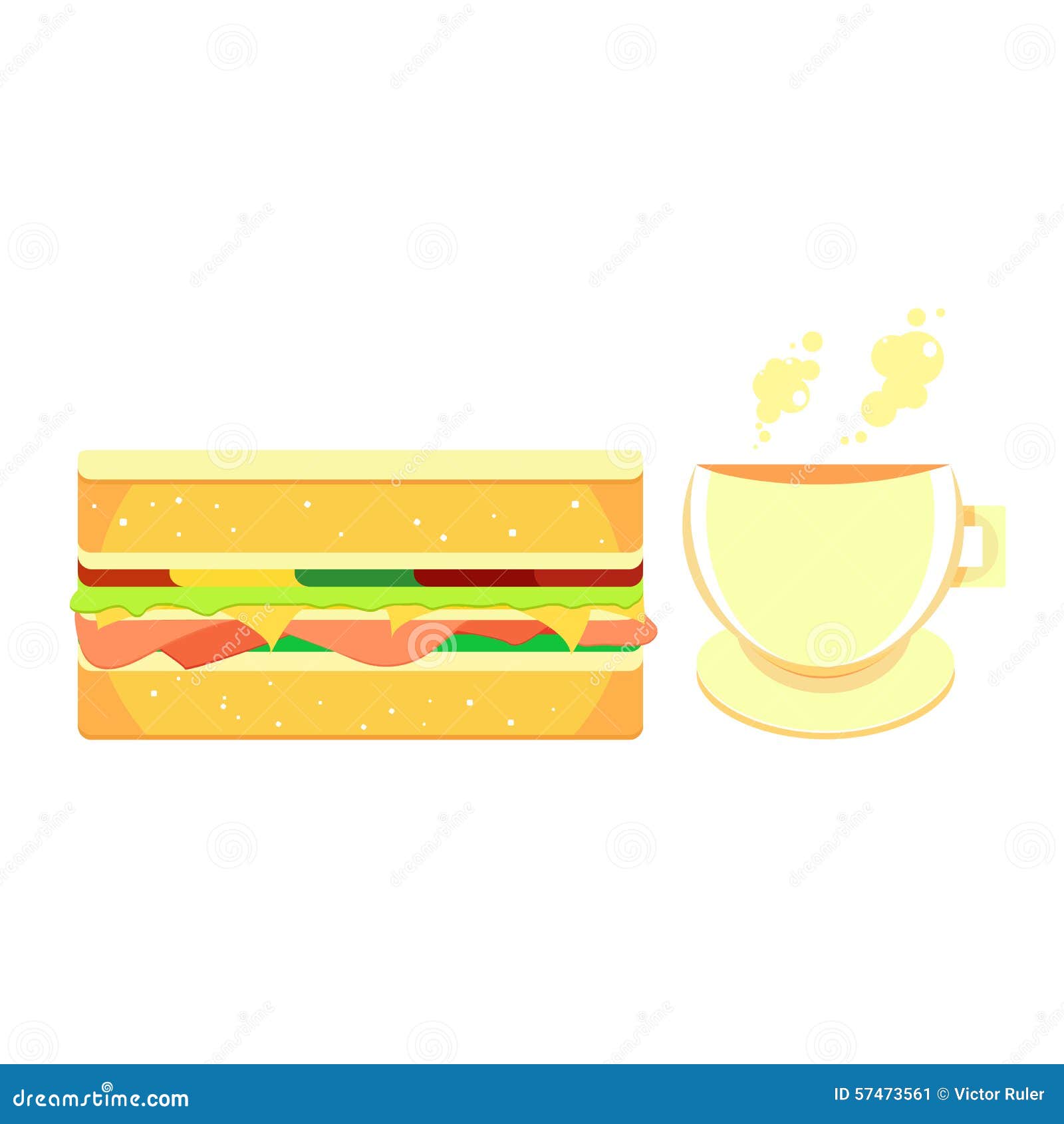 Sandwich and tea stock vector. Illustration of noodle - 57473561